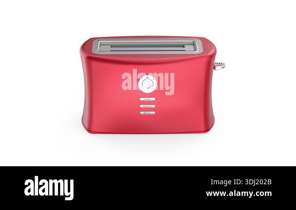 Red electric toaster on white background Stock Video Footage - Alamy