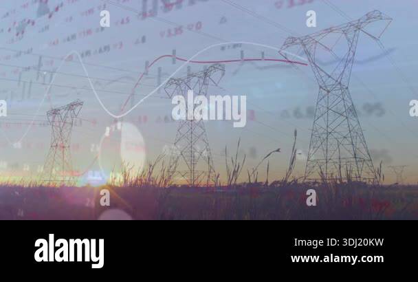 White line drawing from left starting red curve sweeping towers, fading ...