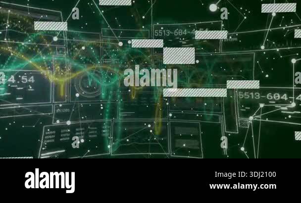 Upon dark green grid appearing, waves and bars moving, number labels ...