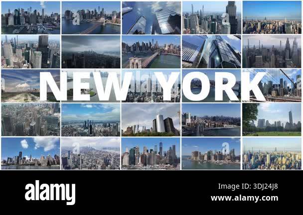 Animated video wall featuring famous landmarks of new york city and its ...