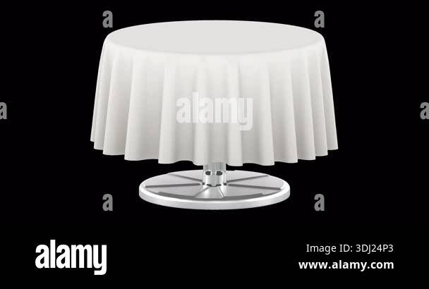 Round table with white tablecloth rotation animation seamlessly ...