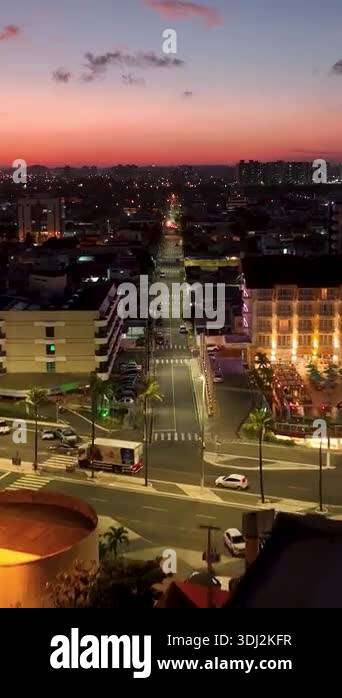 Aerial cityscape sunset landscape of Atalaia Shore Avenue at Aracaju at ...