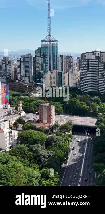 23Rd Avenue In Sao Paulo Brazil. Highrise Buildings. Downtown District ...