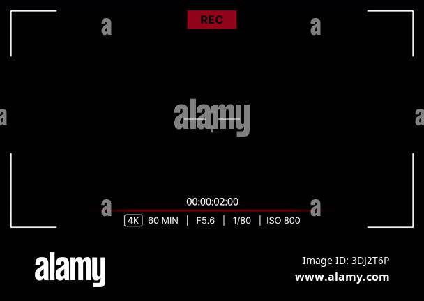 Cinematic recording screen overlay with REC indicator, minimal frame, crosshair, timecode ...
