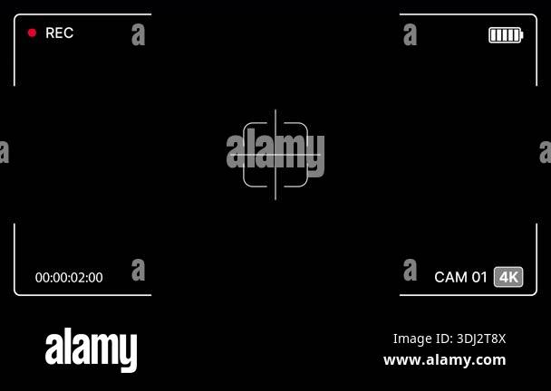 Camera viewfinder overlay with focus guides, timer, battery indicator ...