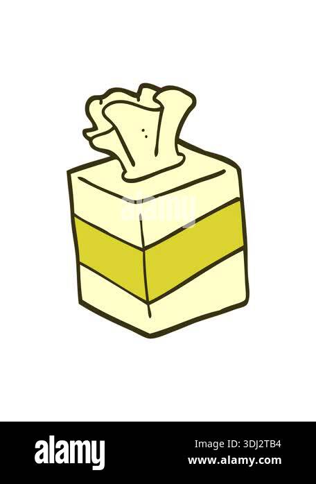 changing color animation of hand drawn doodle style cartoon tissue box ...