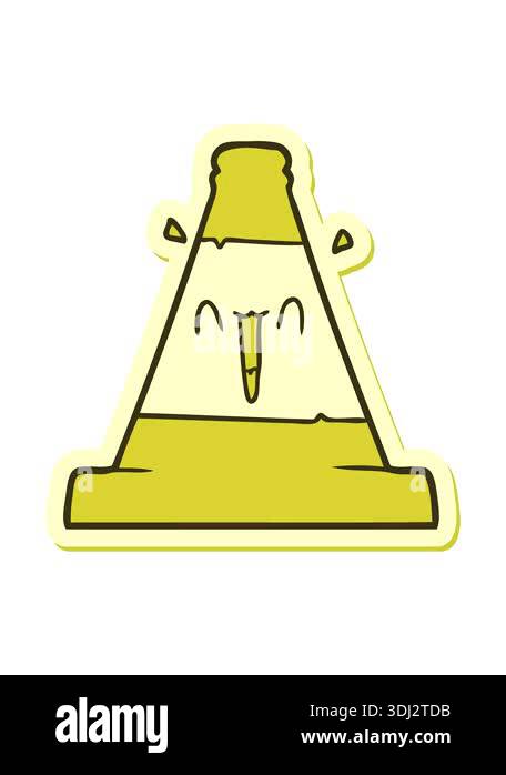 changing color animation of sticker of a cartoon road traffic cone ...