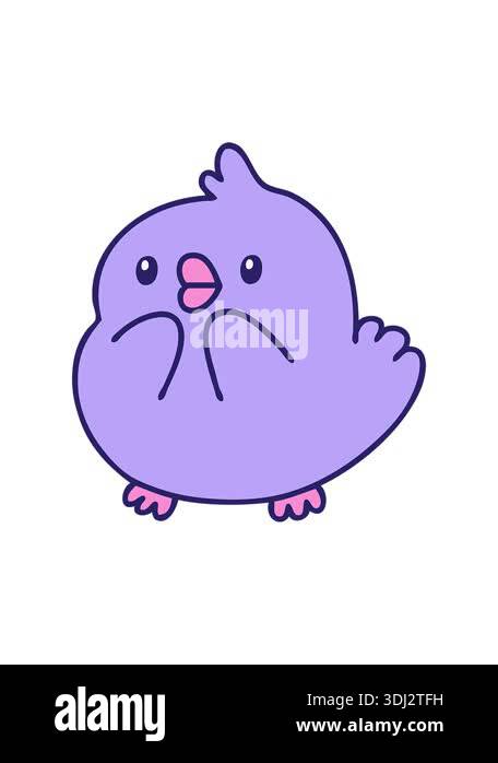 jiggle and pause animation of cartoon of a cute baby bird looking ...