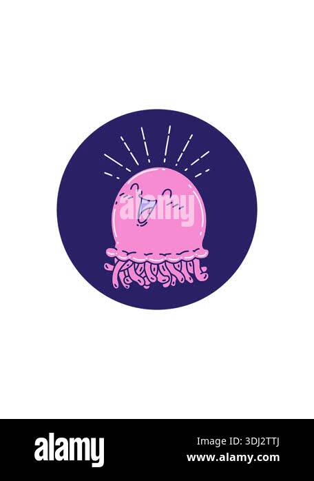 sales flash animation of icon of a tattoo style happy jellyfish Stock ...