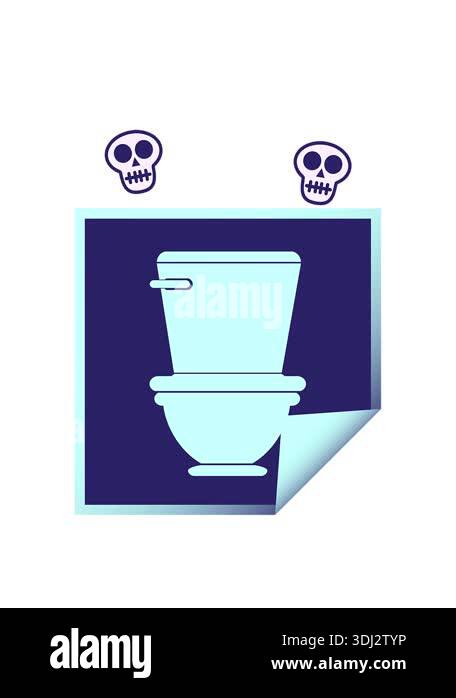 spinning skulls animation of toilet square peeling sticker vector ...