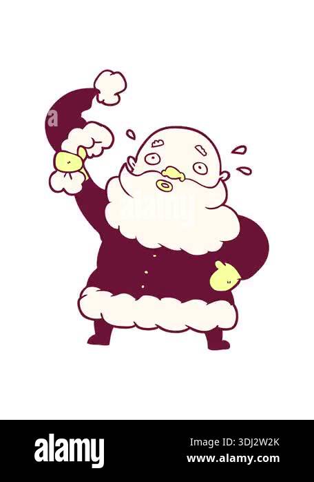 shivering motion animation of cartoon santa claus waving his hat in ...