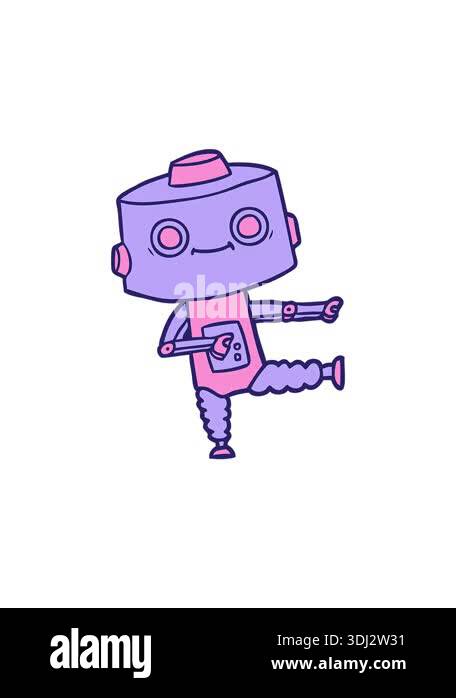 attention grabbing animation of cartoon android character Stock Video ...