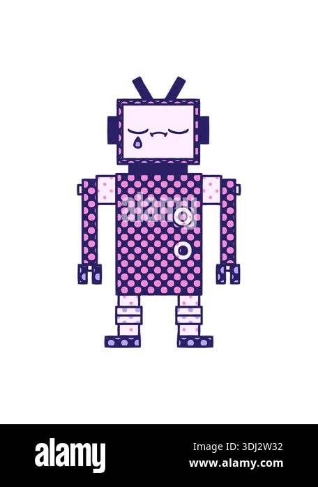 shine light effect animation of comic book style cartoon of a robot ...