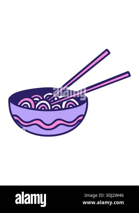 shaking motion animation of a bowl of japanese noodles with chopsticks ...