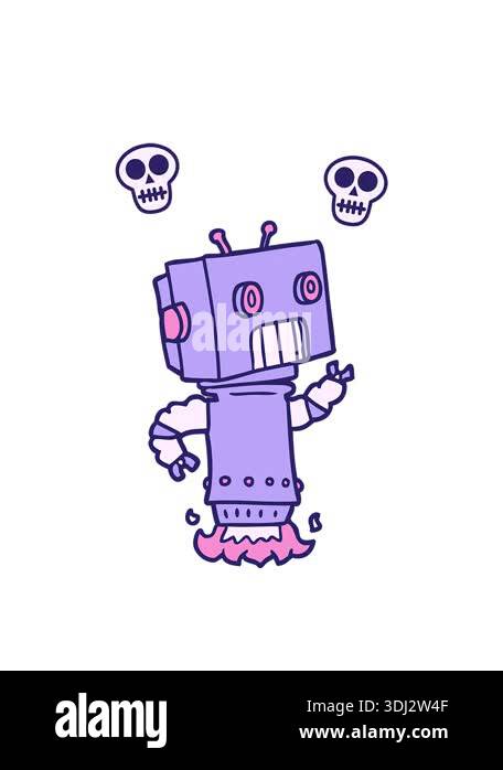 spinning skulls animation of cartoon android design Stock Video Footage ...