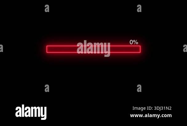 Glowing Progress Bar Animation Showing Loading Process on black ...