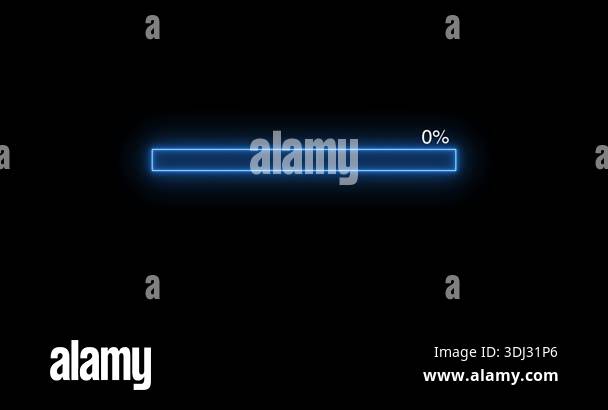 Glowing Progress Bar Animation Showing Loading Process on black ...