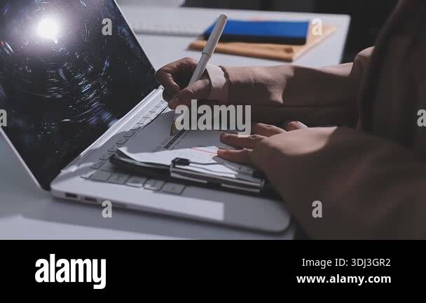 Auditor and accountant team working in office, analyze financial data ...