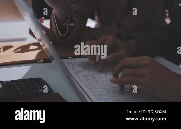 Auditor and accountant team working in office, analyze financial data ...