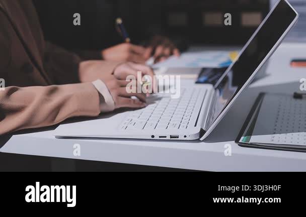 Auditor and accountant team working in office, analyze financial data ...