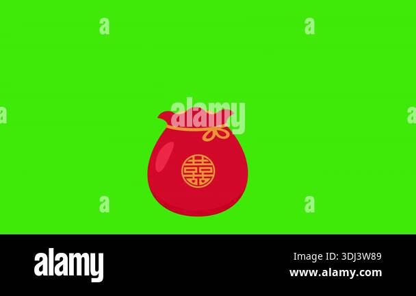 Traditional red lucky money bag featuring golden longevity symbol ...