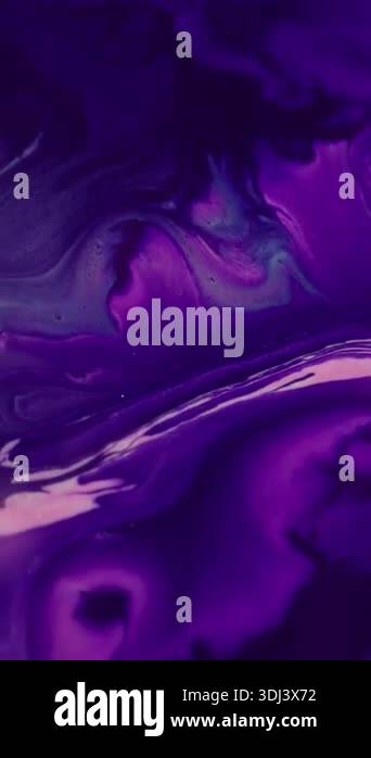 Vertical video. Paint spatter. Drip liquid. Defocused purple pink neon ...