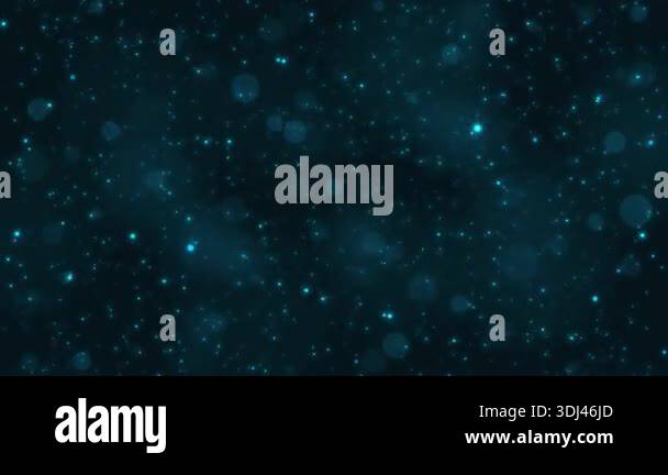 glowing soft blur blue bokeh light particles floating on black ...