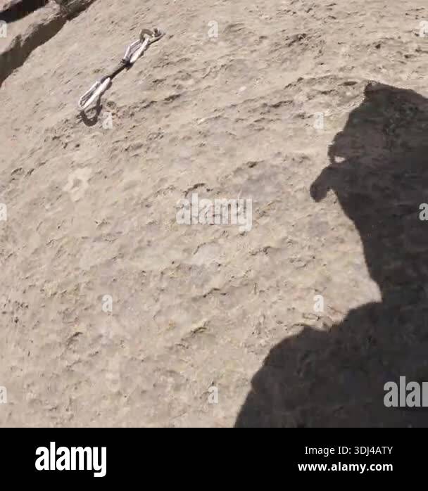 Rock Climber Pulling Rope To Clip Quickdraw POV Stock Video Footage - Alamy