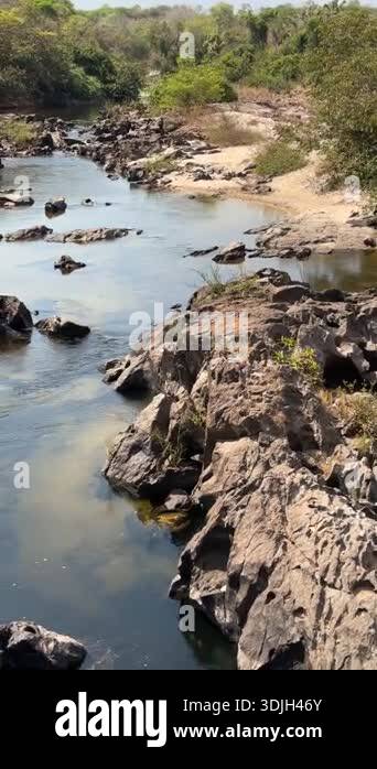 nature waterfalls cerrado of Gois Brazil ecology Stock Video Footage ...