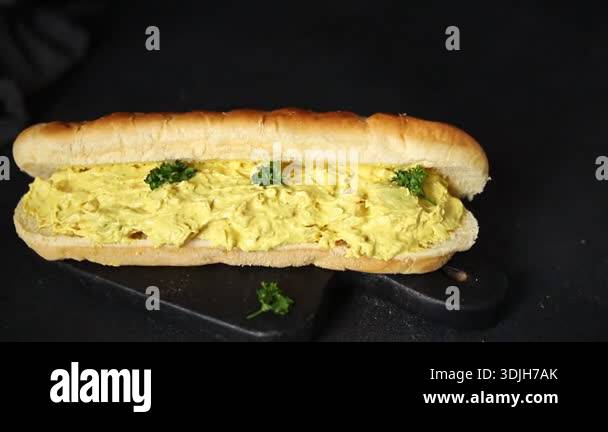 Sandwich chicken curry sub sandwich cold sauce fast food preparation ...
