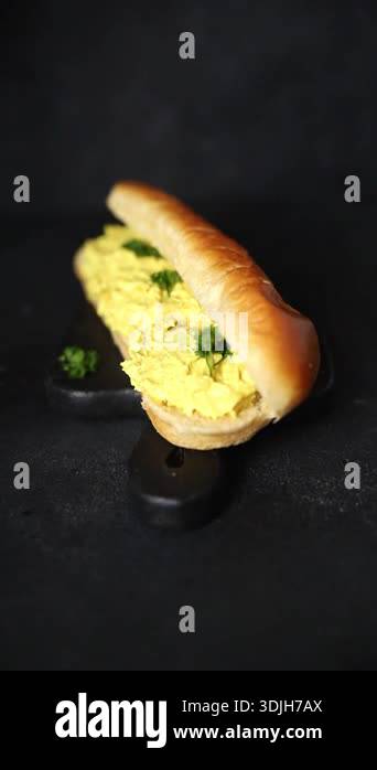 Sandwich chicken curry sub sandwich cold sauce fast food preparation ...