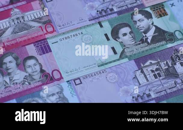 Dominican republic money, peso currency, banknotes of various ...
