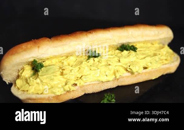 Sandwich chicken curry sub sandwich cold sauce fast food preparation ...