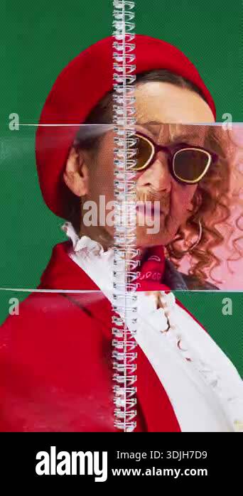 Female portrait assembled from notebook fragments. Concept of identity ...