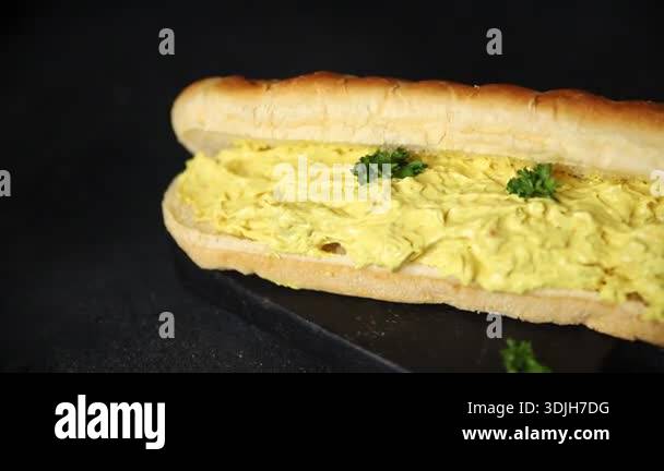 Sandwich chicken curry sub sandwich cold sauce fast food preparation ...