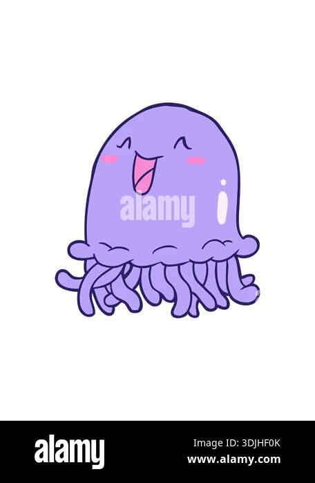 spinning motion animation of happy cartoon jellyfish Stock Video ...