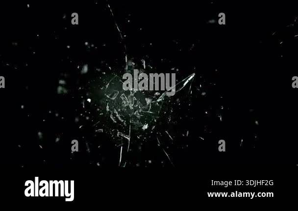 Super Slow Motion Shot of Real Bullet Glass Break Isolated on Black ...