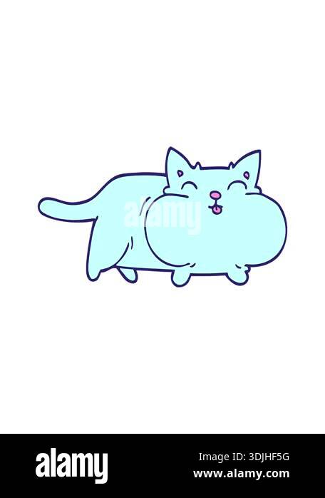 spinning motion animation of cartoon doodle fat cat Stock Video Footage ...