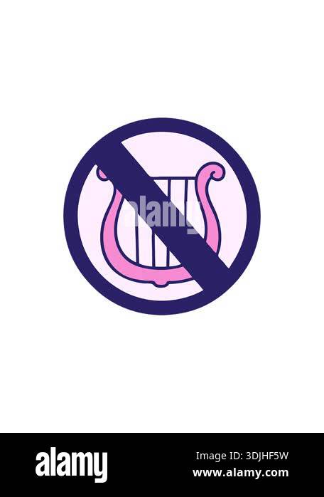 starburst effect animation of cute cartoon of a no harps allowed sign ...