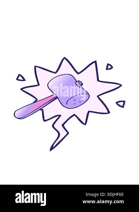 bobbing motion animation of cartoon mallet with speech bubble in smooth ...