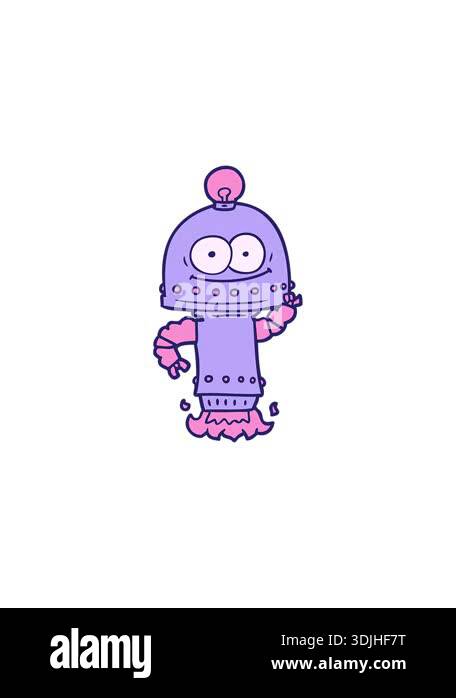 starburst effect animation of happy robot with light bulb cartoon Stock ...