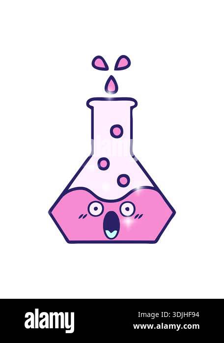 glitter effect animation of cute cartoon of a science beaker Stock ...