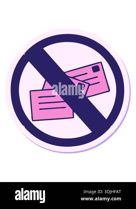 jiggle motion animation of sticker of a cute cartoon no post sign Stock ...