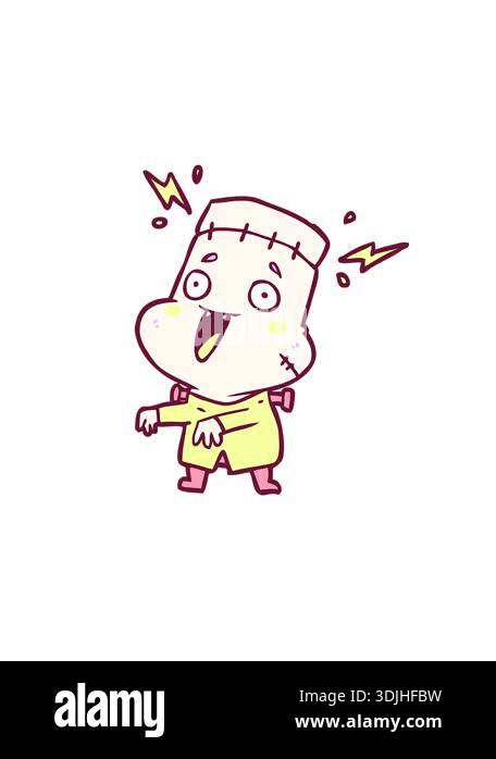 radioactive glowing animation of cartoon undead monster creation man in ...