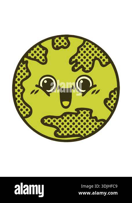 changing color animation of comic book style cartoon of a planet earth ...