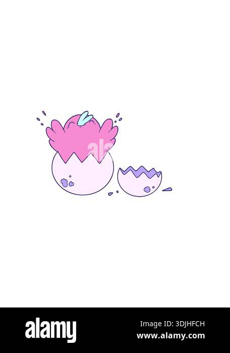 horizontally vibrating animation of cartoon chick hatching from egg ...