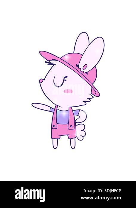 glitter effect animation of cartoon rabbit construction worker Stock ...