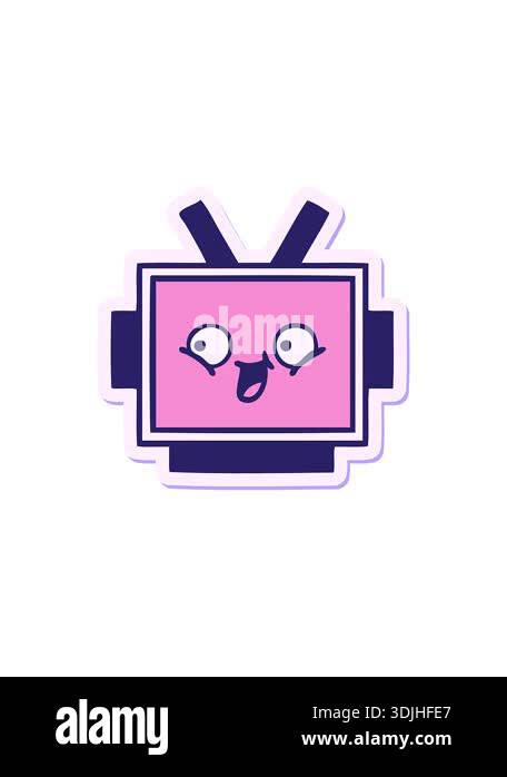 starburst effect animation of sticker of a cute cartoon robot head ...