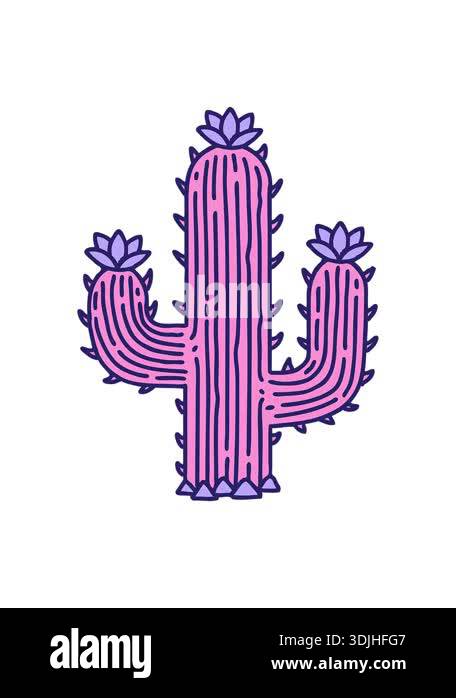 jiggle and pause animation of tattoo style image of a cactus Stock ...
