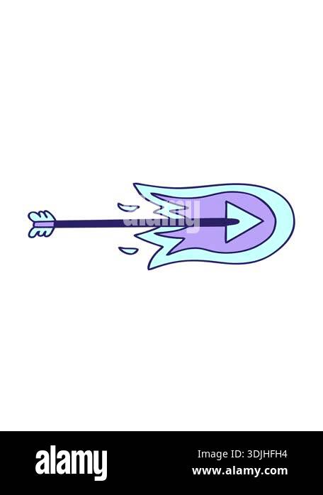 bobbing motion animation of hand drawn quirky cartoon burning arrow ...